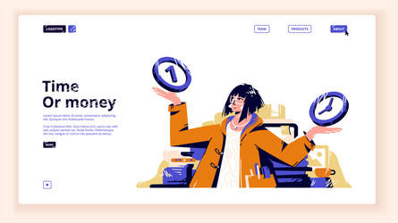 Time is money piggy bank Royalty Free Vector Image