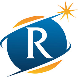 Logo template - sliced star with letter r inside Vector Image