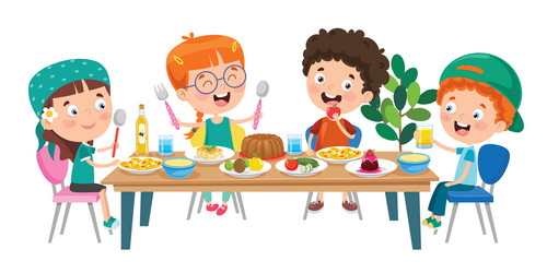 Kid eating fish Royalty Free Vector Image - VectorStock