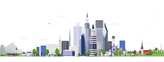 Cityscape with city downtown buildings panoramic Vector Image