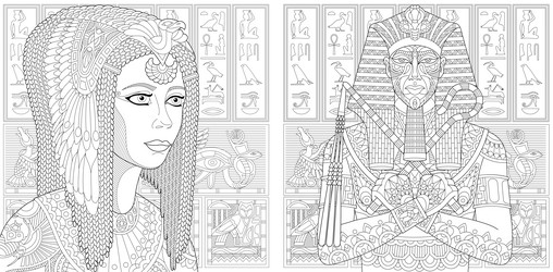 Egyptian queen cleopatra adult coloring page Vector Image