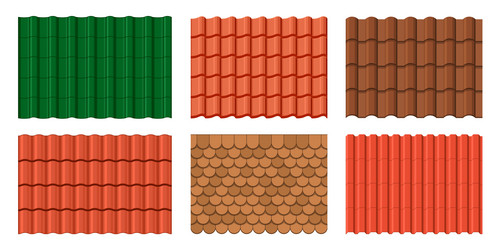 Color roof tile icons house rooftop patterns Vector Image