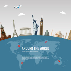Travel background with famous world landmarks Vector Image