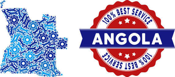 Composition angola map of repair tools Royalty Free Vector