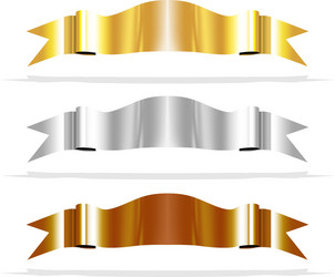 Big silver ribbons set Royalty Free Vector Image