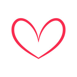 Red heart shaped hand drawn line drawing Vector Image