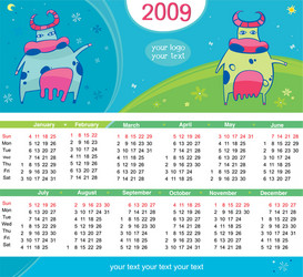 Calendar for 2009 Royalty Free Vector Image - VectorStock