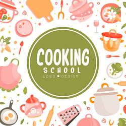 Cooking school banner template lets cook Vector Image