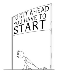 Person on the start cartoon stick figure Vector Image