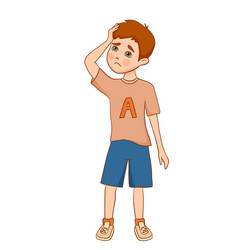 Sad schoolboy with backpack on back children Vector Image
