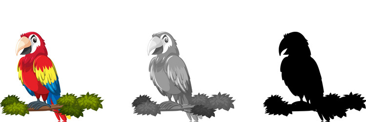 Set parrot character Royalty Free Vector Image