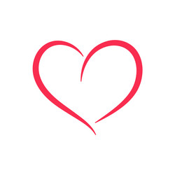 Red heart shaped hand drawn line drawing Vector Image
