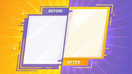 Before after template with comparison frames Vector Image