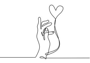 Continuous line drawing of love sign with two Vector Image