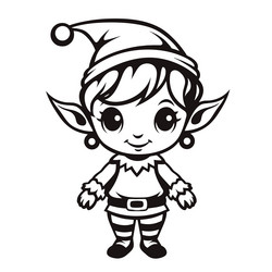 Cute cartoon christmas elf coloring page Vector Image