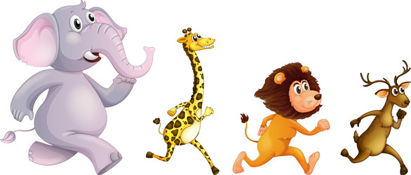 Wild animals running together Royalty Free Vector Image