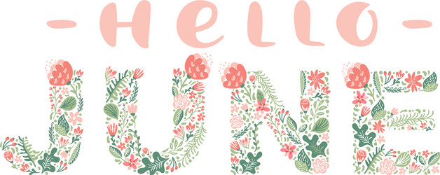 Hand drawn typography lettering text hello june Vector Image