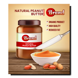 Peanut butter food creative promo poster Vector Image
