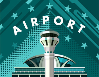 Airport building poster Royalty Free Vector Image
