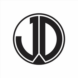 Jd logo monogram with shield shape isolated blue Vector Image