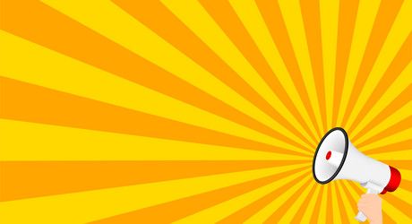 Megaphone and hands banner Royalty Free Vector Image