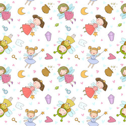 Pattern with cute cartoon fairies fairy elves Vector Image