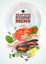 Seafood menu background Royalty Free Vector Image
