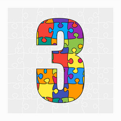 Colorful puzzle number - 3 jigsaw figure three Vector Image