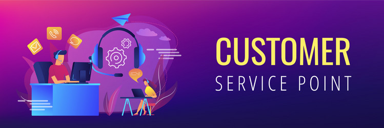 Contact center concept banner header Royalty Free Vector