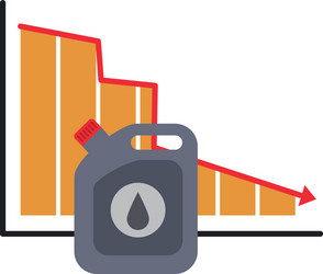 Decrease graphic chart with oil gallon icon Vector Image