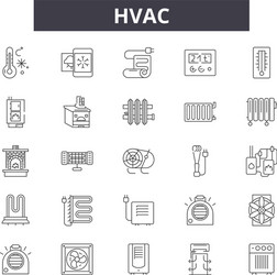 Hvac line icons and signs heating Royalty Free Vector Image
