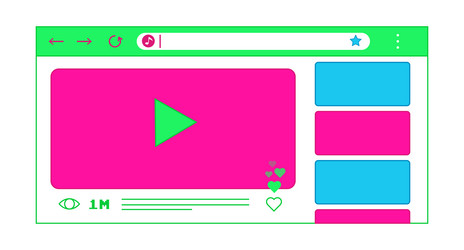 Web browser window with video player Royalty Free Vector
