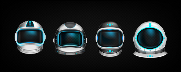 Astronaut helmets collection realistic mockup Vector Image