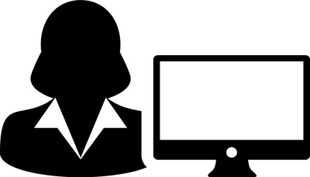 Monitor icon female person user with computer Vector Image