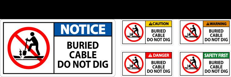 Danger sign buried fiber optic cable Royalty Free Vector