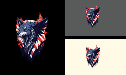 Head wolf with flag american background flat Vector Image