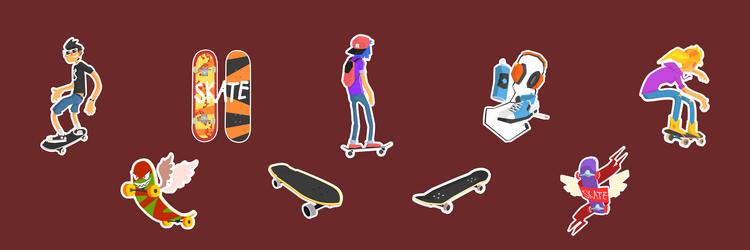 Skateboard modern colorful sticker as active Vector Image