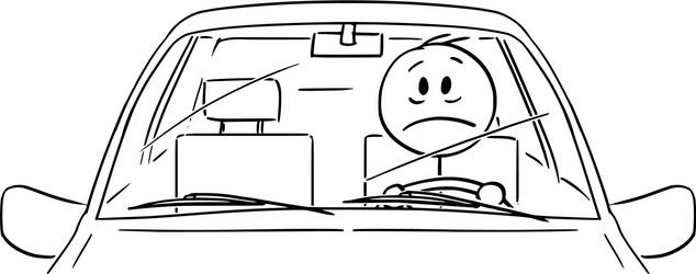 Stressed driver swearing behind the wheel Vector Image