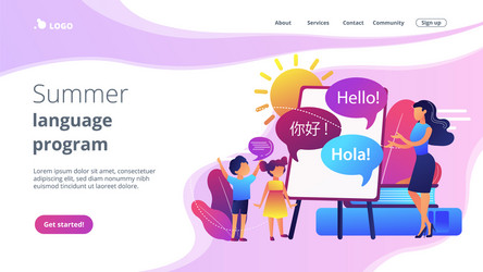 Computer programming camp concept landing page Vector Image