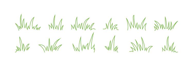 Grass bush line set hand drawn sketch Royalty Free Vector