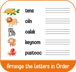 Arrange letters in order with pictures Royalty Free Vector