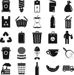 Garbage rubbish icons set outline style Royalty Free Vector
