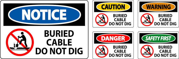 Danger sign buried fiber optic cable Royalty Free Vector