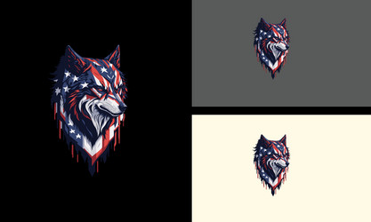 Head wolf with flag american background flat Vector Image