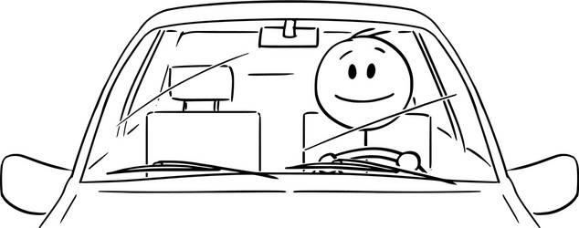 Stick Figure Driving Car