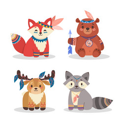 Cute tribal animal texture woodland animals boho Vector Image