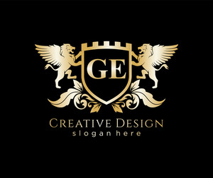 Ge letter initial with royal wing logo template Vector Image