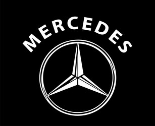 Mercedes benz brand logo symbol with name white Vector Image