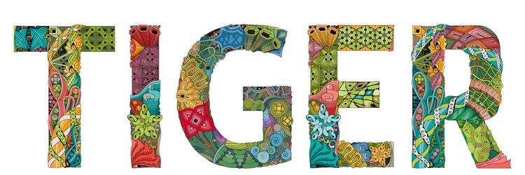 Word tiger entangle object for coloring Royalty Free Vector