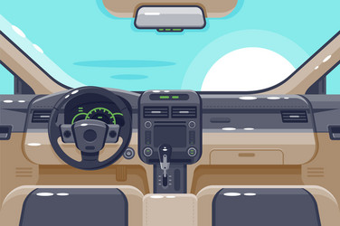 Inside car driver view with rudder dashboard Vector Image